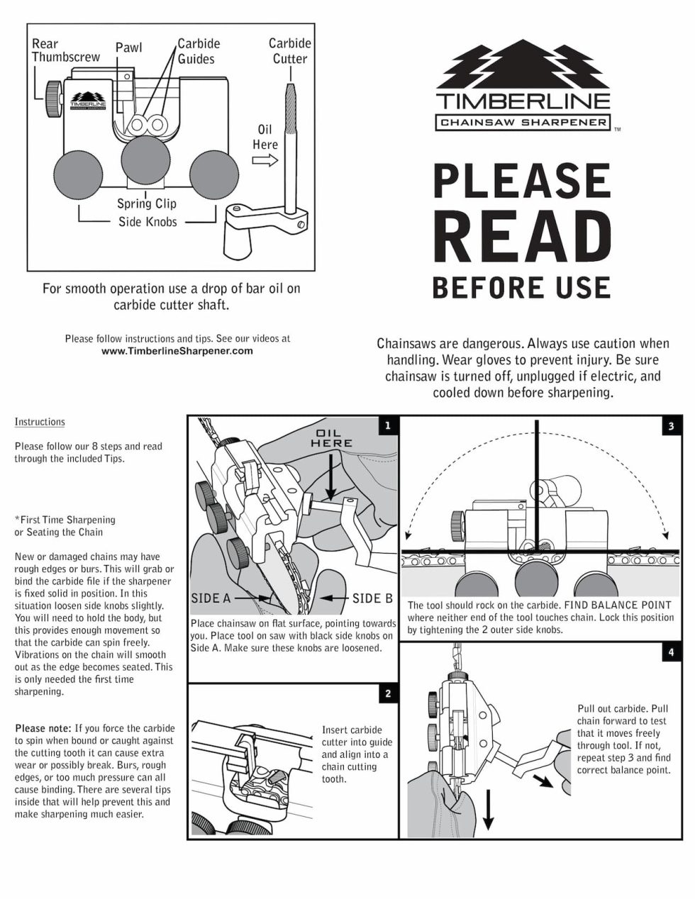 Instructions | Timberline Chainsaw Sharpener